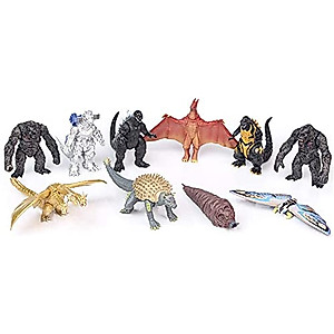 JAYKENIXO Set of 10 Action Figures King of The Monsters Dragon VS Kong Mini Monster Orangutan Playsets
