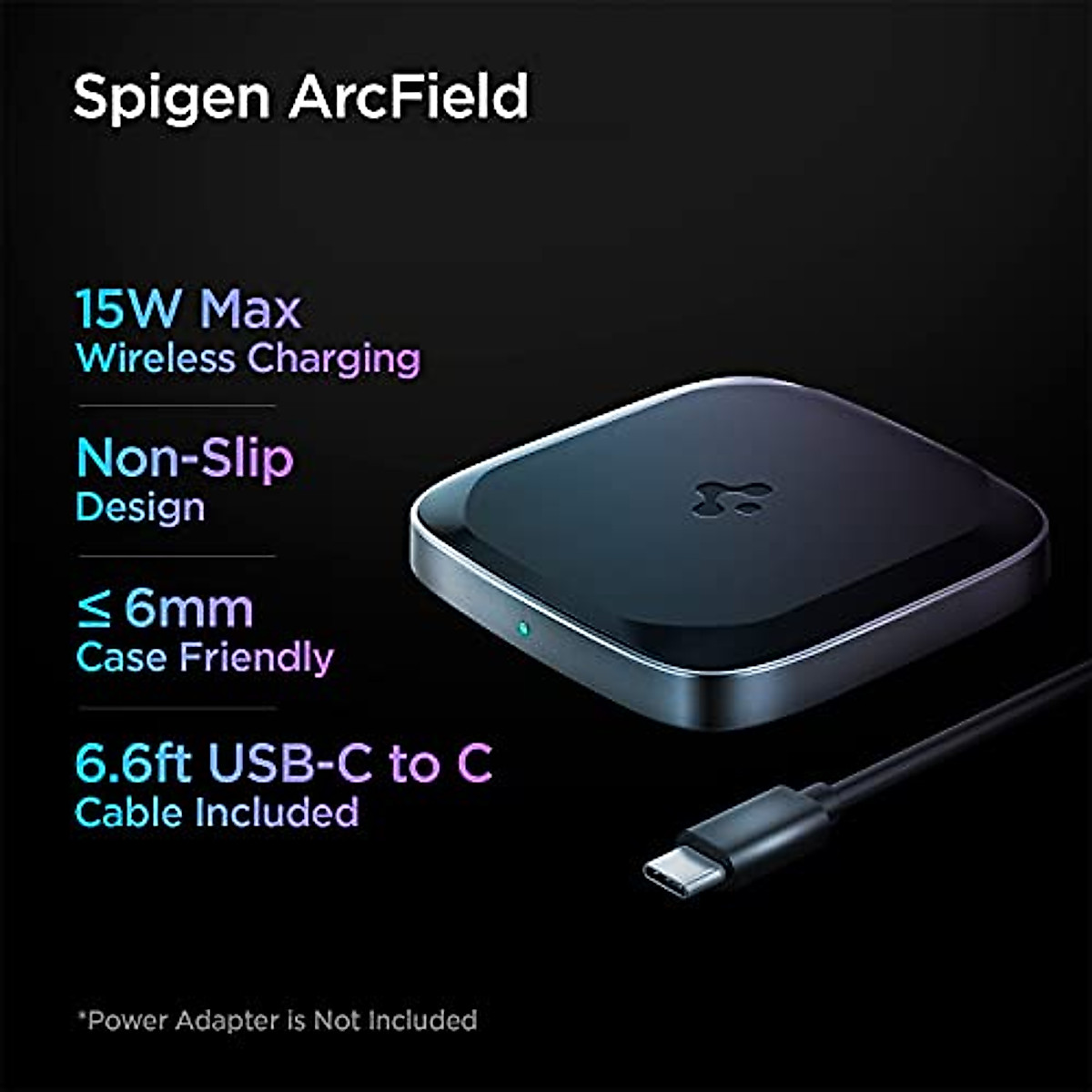 Spigen Wireless Charger, Fast 15W Wireless Charging Pad for Qi Enabled Galaxy S23 Ultra Plus Z Fold Flip 4 3 S22 S21 FE Note 20 Pixel 6 iPhone 11 XS XR X 8 SE [No Adapter Included]