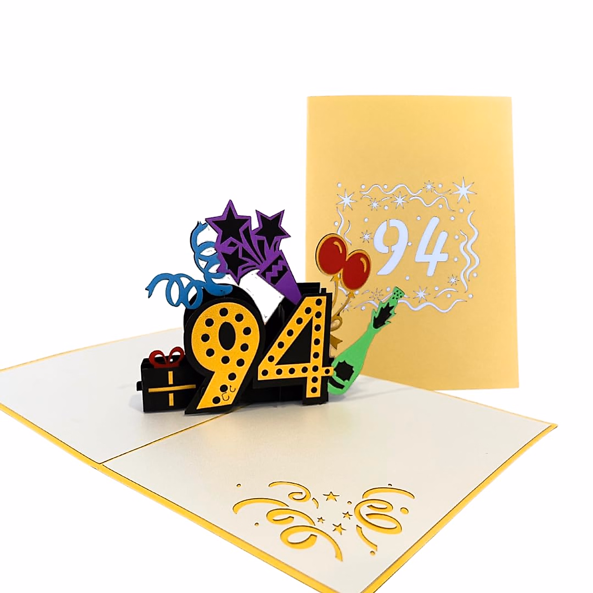 ALPHAK Happy 94th Birthday 3D Pop Up Card, Birthday 3D Greeting Card, 94th Birthday Gifts