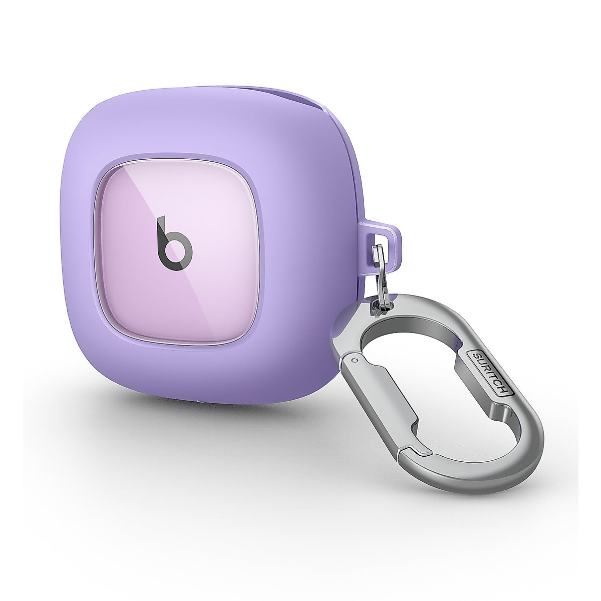 SURITCH Beats Fit Pro Case Cover Protector, Shock-absorbing Protective TPU Shell for Beats Fit Pro Charging Case 2021 Earbuds Secure Locking System with Anti-lost Keychain, Stone Purple
