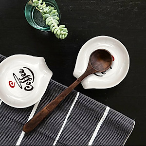 family Kitchen Funny Kitchen White Ceramic Spoon Rests, Perk Up Coffee Tea Spoon Rest Holder for Coffee Bar Station Decor Coffee Lovers Housewarming Gift