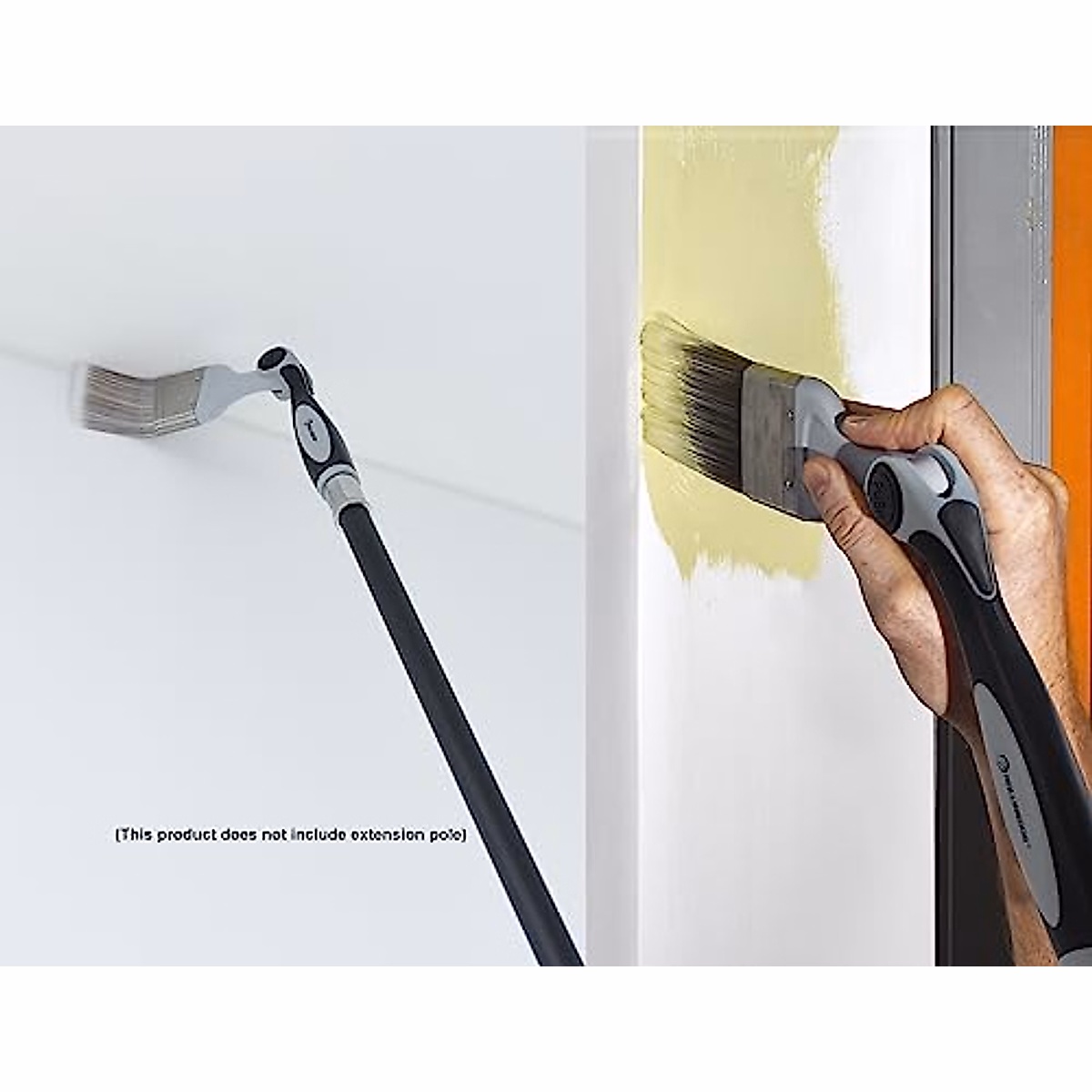 ROLLINGDOG 2.5Inch Paint Edger Brush - Extension Pole Angled Paint Brush for High Walls Ceiling,Stairwell Wall,Triming and Cutting in Painting