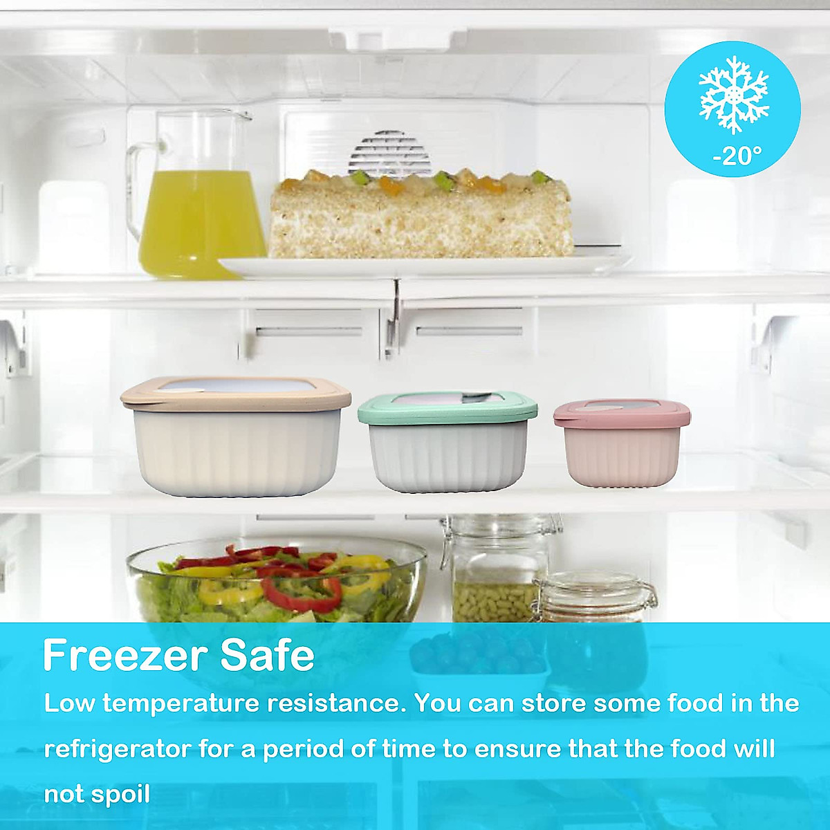 XIAOMIANYANG Food Storage Containers Airtight Plastic with Silicone Lids Rectangle Stackable Lunch Box Meal Food Prep Fridge Containers Organizer Set of 4 for Fruits Veggies