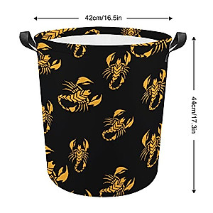 Emperor Scorpion Foldable Laundry Basket Waterproof Hamper Storage Bin Bag with Handle 16.5"x 16.5"x 17"