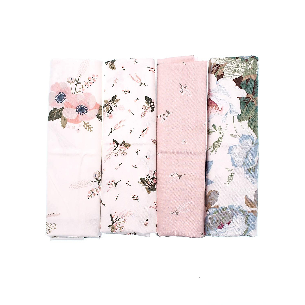 RayLineDo4PCS 48cmX48cm Flower Pattern Patchwork Fabric Bundle Squares Quilting Scrapbooking Sewing Art Craft Beds Curtains Pillows Pajamas Making Fabric