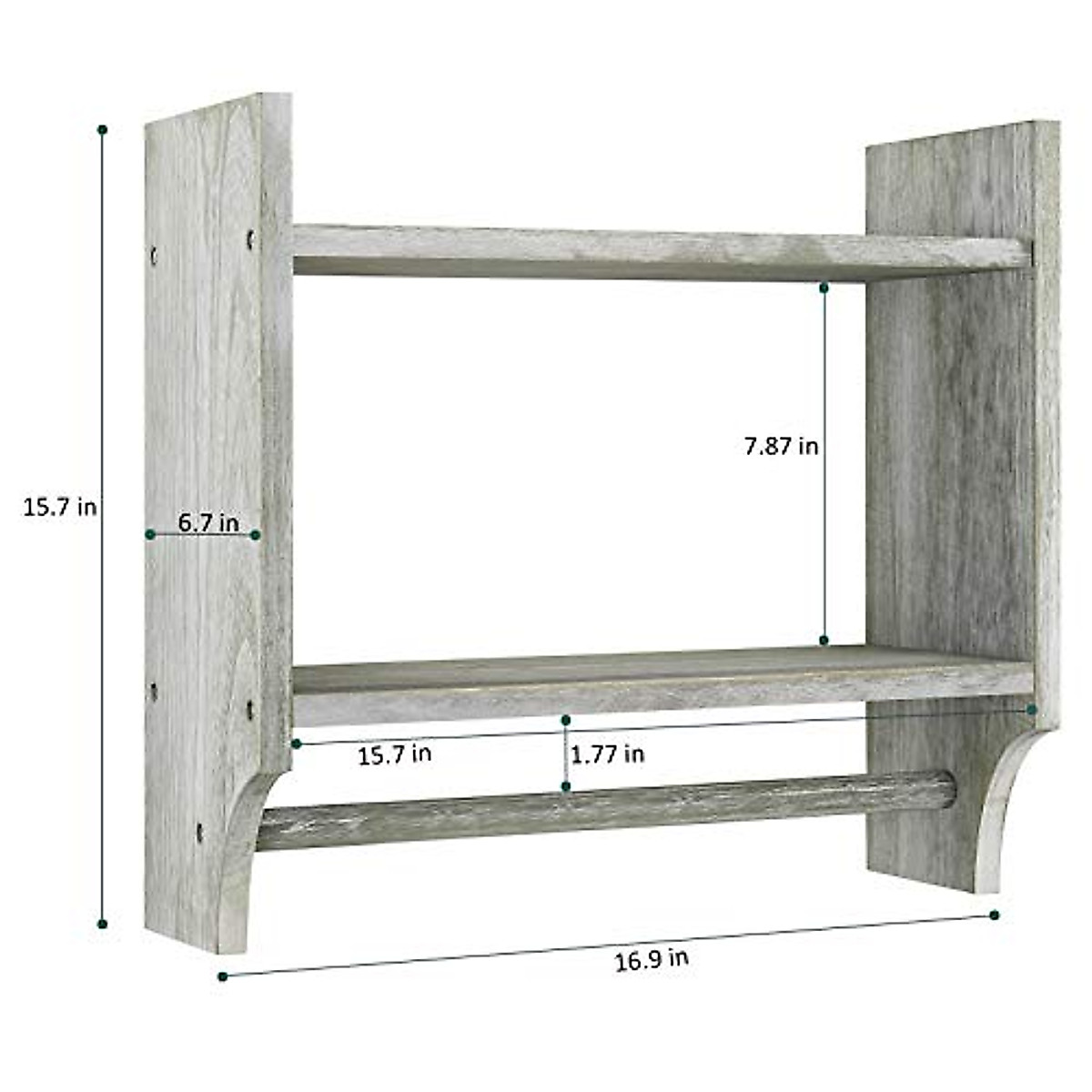 Bathroom Towel Rack Bathroom Shelf with Towel Bar Towel Racks for Bathroom Wall Mounted Bathroom Cabinets Organizer with Towel Shelf, Olive Green