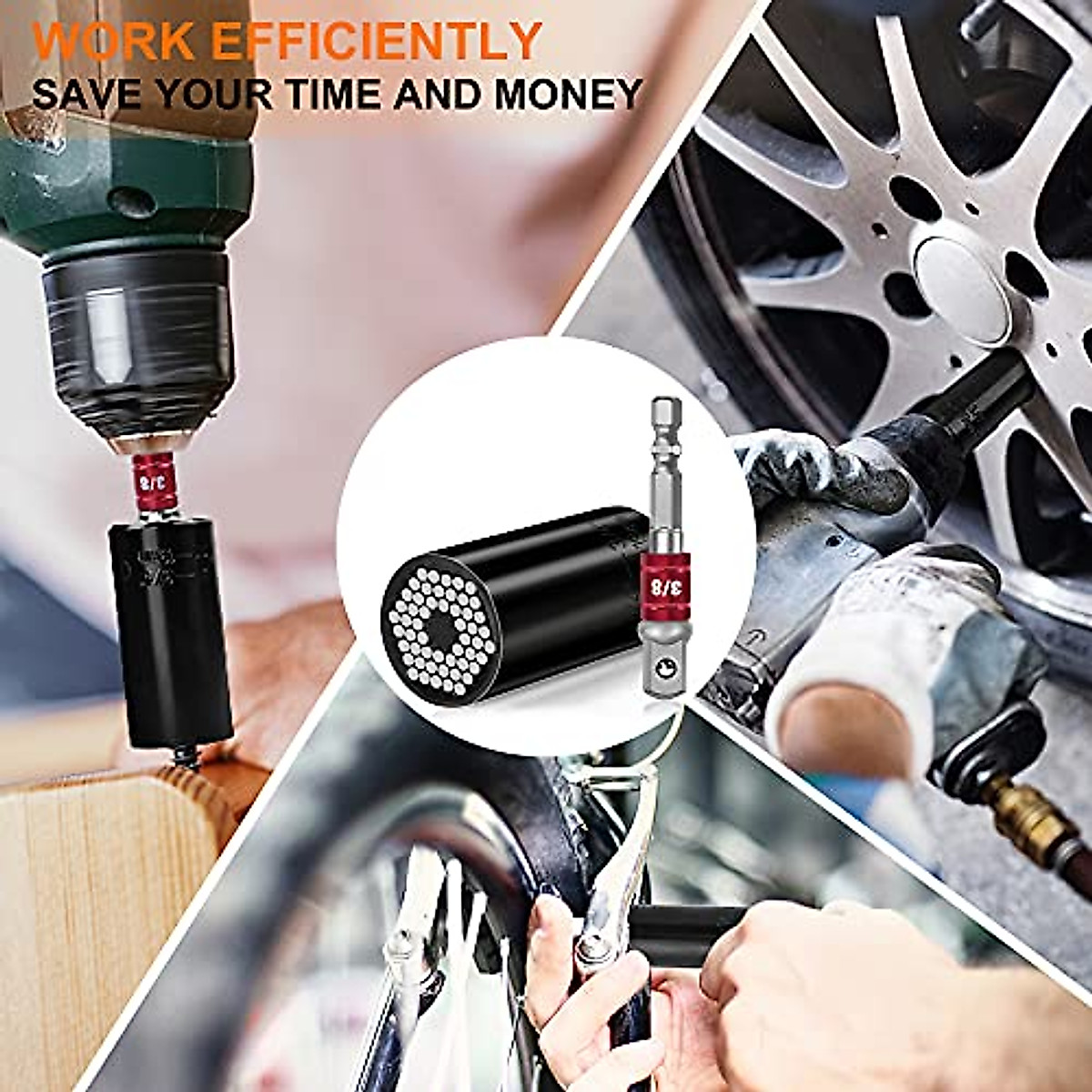 KIWOEN Universal Socket Tools Gifts for Men, Socket Set Grip (7-19mm) Multi-Function Power Drill Adapter,Christmas Gifts Cool Stuff Gadgets for Dad/Father,Boyfriend,Husband,DIY Handyman,Him,Wome