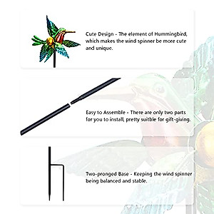Wind Spinner Yard Spinners Hummingbird Small Wind Sculpture Metal Windmill 2 Pack for Outdoor Yard Patio Lawn & Garden