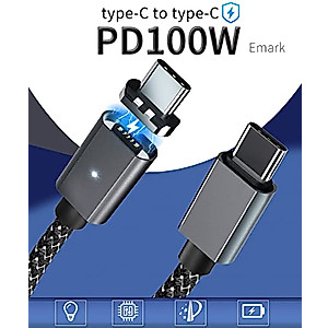 iAXBi usbc to usbc Cable Magnetic Charging Cable (2 Pack, 5ft, 6.6ft) PD100w Laptop Charging Cable 20V/5A Compatible with MacBook, iPad Pro, Galaxy S22, USB C Devices.