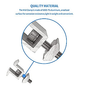 4PCS Solar Panel Mid Clamp Assembly with Mounting Brackets M8 Flange Nuts for Solar Panel System Install