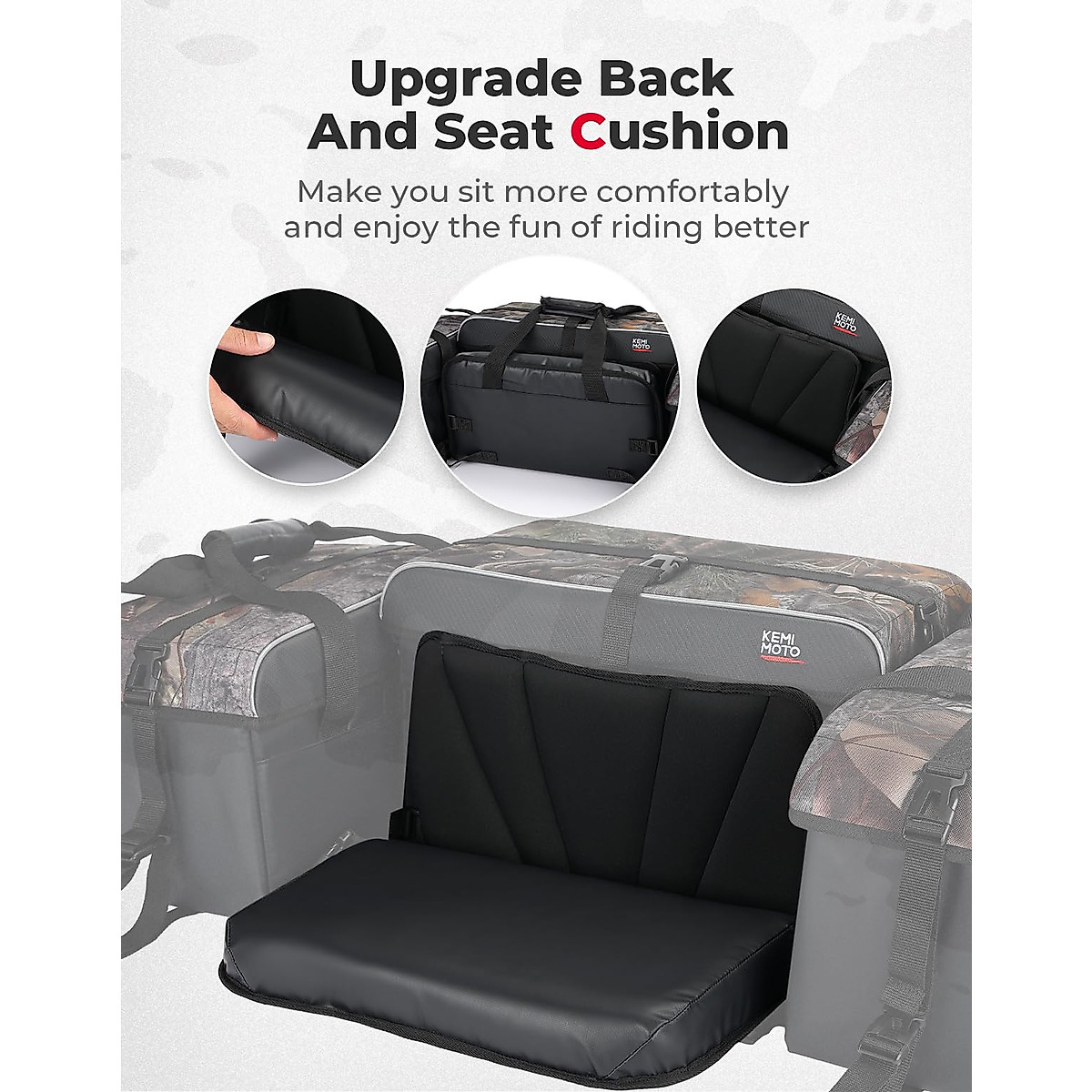 KEMIMOTO ATV Storage Bags with Cooler Bag, 76L Large ATV Bags Rear Rack Bag, Upgraded 4 ATV Cargo Rear Seat Bags Compatible with Polaris Sportsman Fourtrax Can-Am Kawasaki Arctic Cat CFMOTO