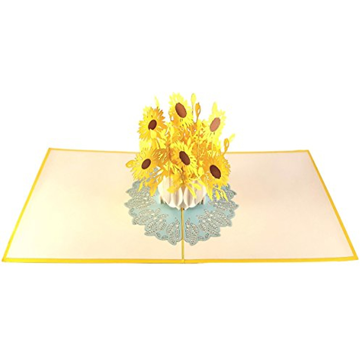 iGifts and Cards Inspirational Sunflowers 3D Pop Up Greeting Card - Handmade Birthday Gift for Women, Unique Mother's Day Celebration, Teacher Appreciation Present, Retirement, Thinking of You - 6"x6"