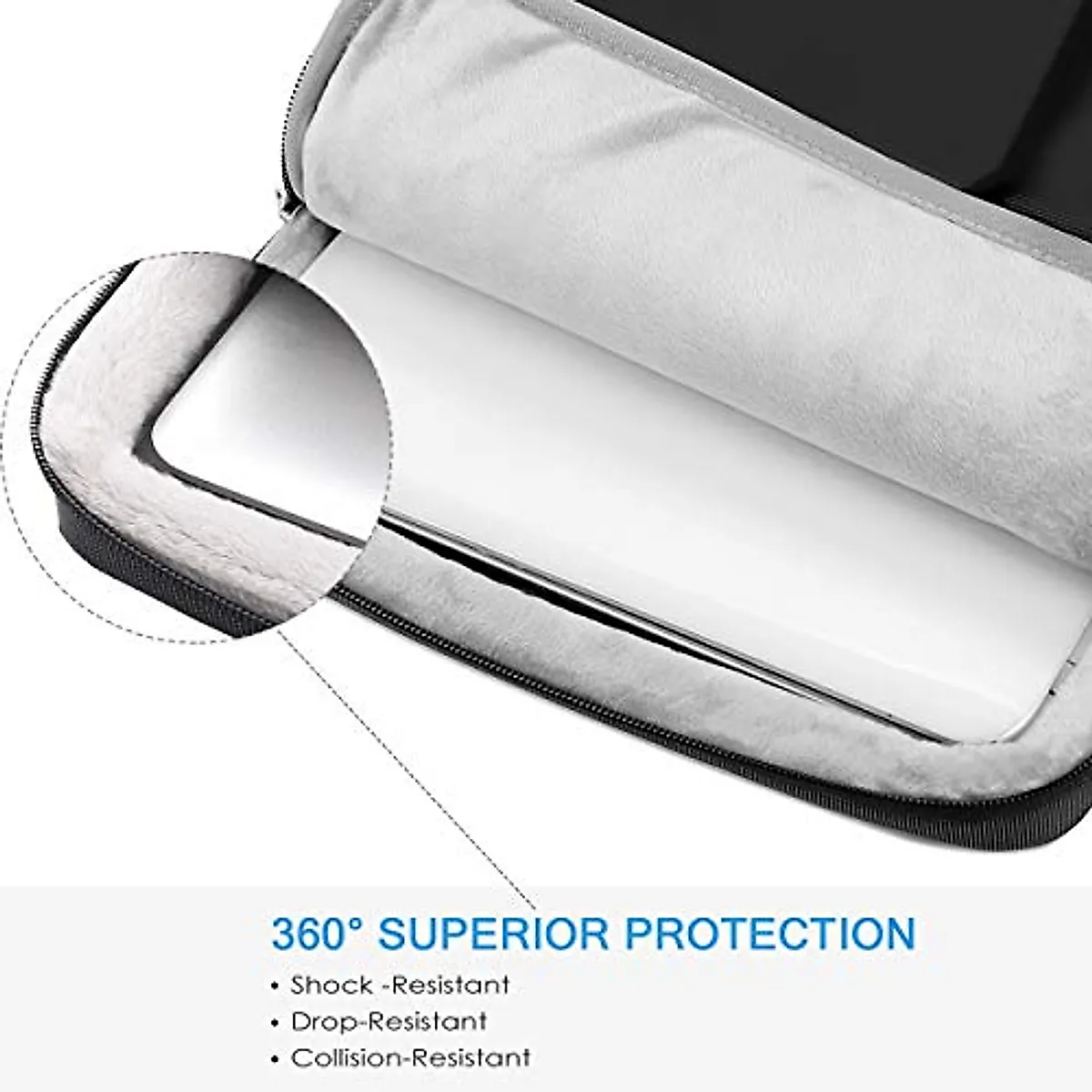 Lacdo 360° Protective Laptop Shoulder Bag, 15-15.6 inch Laptop Sleeve Case Computer Bag Compatible with 15-15.6 Acer HP, Dell, Lenovo, Asus Notebook, Messenger Bag with Handle Water Repellent, Black