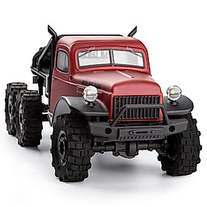 Fms 1:18 Atlas 6X6 Crawler RTR Waterproof Remote Control Car with LED Lights All Terrain Hobby Off Road RC Truck Electric Toy for Kids and Adults (Red)