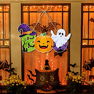 Halloween Home Front-Porch Door Hanger-Decor - 5pcs Scary Party Paper Signs Banners,Bats Spooky Creepy Ghosts Skulls Skeleton Pumpkin Wall Hanging Indoor Decorations Lasting Surprise…