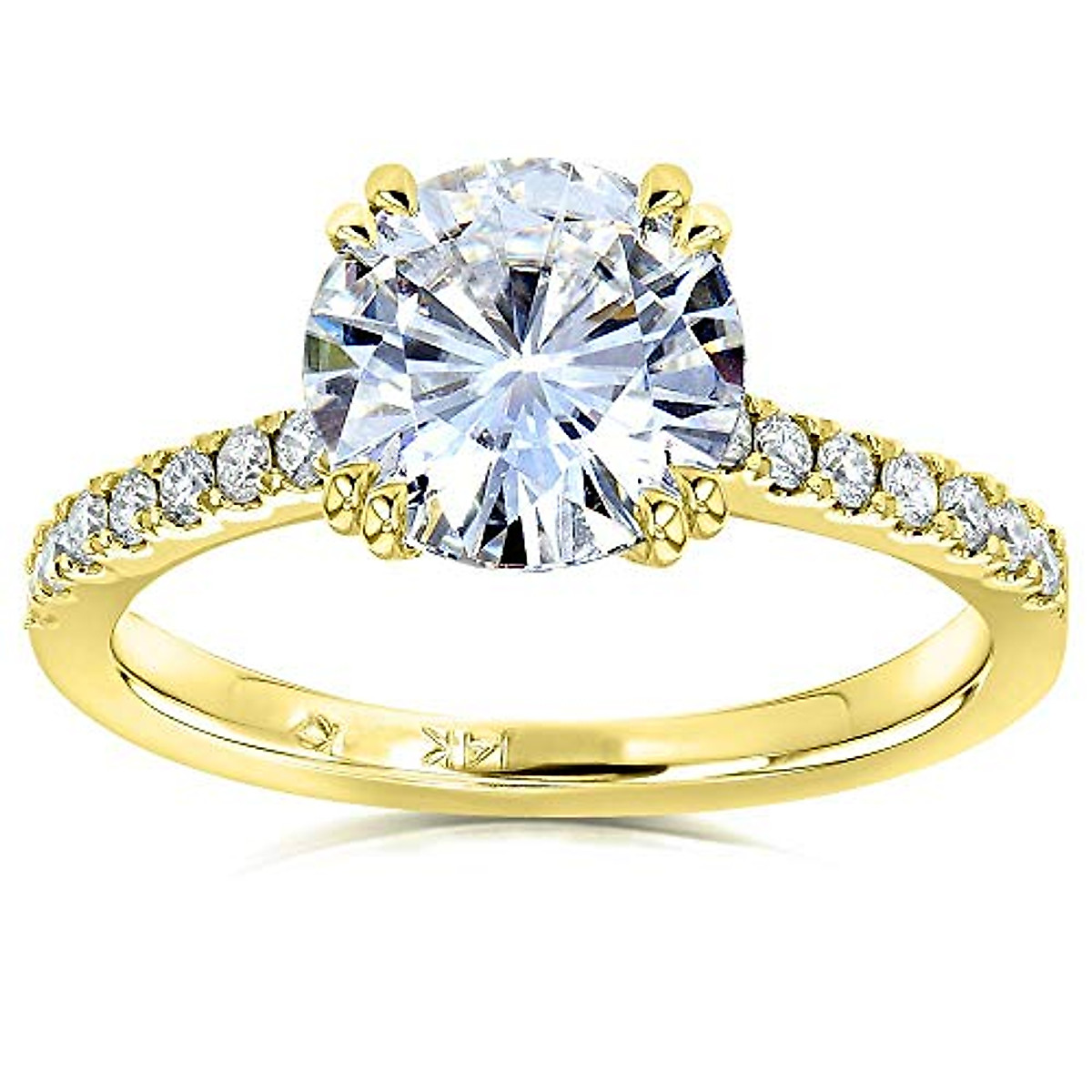 Kobelli Moissanite and Lab Grown Diamond Engagement Ring 1 3/4 CTW 14k Yellow Gold (GH/VS, DEF/VS), 6.5