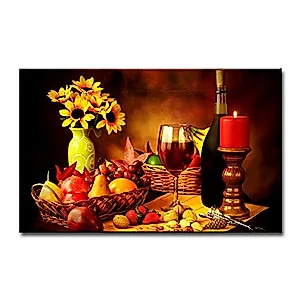 Fruit and Food Wine Wall Art Good Decor for Kitchen The Painting The Pictures Prints On Canvas Modern Artwork for Home Living Room Kitchen Restaurant