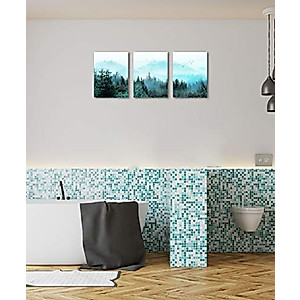Mofutinpo Canvas Wall Art Fresh Fog Forest Modern Nature Wall Decor for Bedroom Bathroom Living Room Stretched and Framed Ready to Hang 12x16 Each Panel