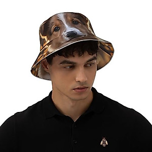Reflective Bucket Hat Uv Protection Hat Fishing Hat Outdoor Summer Beach Sun Hat Unisex Trendy Dogs and Roses Prints