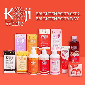 Koji White Kojic Acid & Hyaluronic Acid Skin Brightening Soap for Hydrating, Face Moisturizer, Skin Radiant, Cleansing Bar, Reduces the Appearance of Wrinkles with Vitamin E, Vegan, 2.82 Oz (2 Bars)
