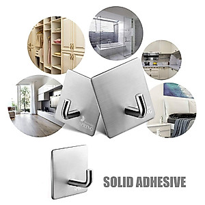 NOVEMBER SPRING Hooks for Hanging Kitchen Bathroom Adhesive Towel Hooks Pot Holder Pan Hanger Towel Hooks Coat Hanger 304 Stainless Steel Heavy Duty 11 lb 5KG Waterproof Wall Hooks 4 Pack