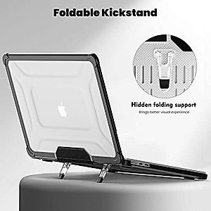 Batianda Case for M3 MacBook Air 13.6 inch 2024 2022 Model A3113/A2681- Full Protection Anti-Collision Design Foldable Stand TPU Bumper with Keyboard Cover Protector - Durable Scratch-Resistant, Black