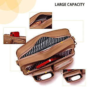 ACUARIO Small Crossbody Bags for Women-PU Leather Handbag Shoulder Strap Bags Purses (22165-Camel)