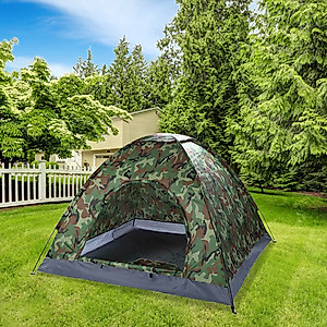 Camping Dome Tent Camouflage, Lightweight Waterproof Camping Tent with Carry Bag Portable Windproof Backpacking Tent Spacious Family Tents for Outdoor Camping Hiking (1-2 Person)