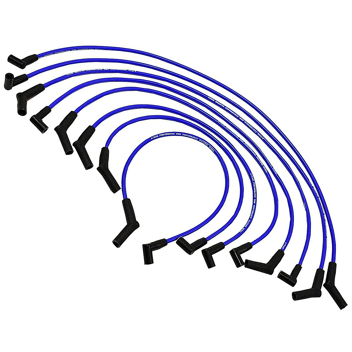 A-Team Performance - Silicone Spark Plug Wires Set - Compatible with SBF Small Block Ford Valve Cover Wires 221 255 260 289 302 351W BOSS 302 Fits HEI Distributor Caps Blue 8.0mm