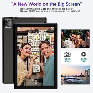 2023 Newest 2 in 1 Tablet 10 inch, 6GB RAM 128GB ROM +1TB Expand Computer Tablet Android 11, 2.4Ghz+5Ghz+WIFI 6, 2+8 Dual Camera, 6000mAh Battery, Bluetooth 5.0 Tablets with Keyboard, Case, Stylus