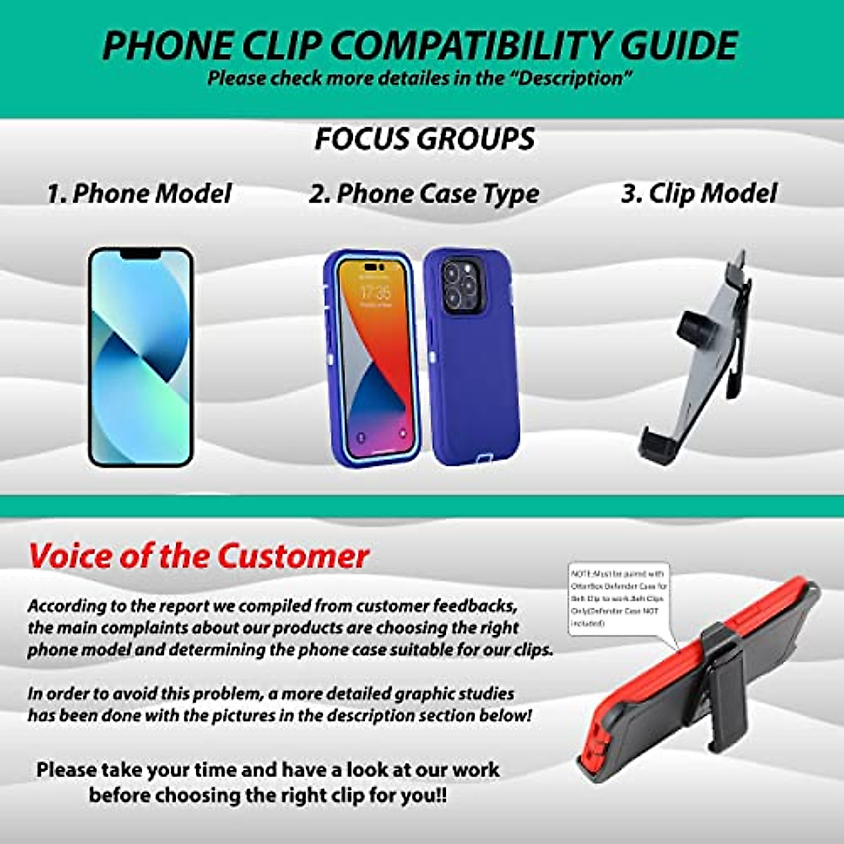 WallSkiN 2 Pack Replacement Belt Clip Holster for Apple iPhone 13 Pro Max OtterBox Defender Series Case | Clip for Belt Holder (Case Not Included)