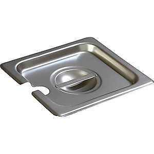 Carlisle FoodService Products Durapan 1/6 Size Stainless Steel Food Pan Lid Slotted Hotel Pan Cover with Concave Handle for Catering, Buffets, Restaurants, 6.88 X 6.25 Inches, Silver, (Pack of 6)
