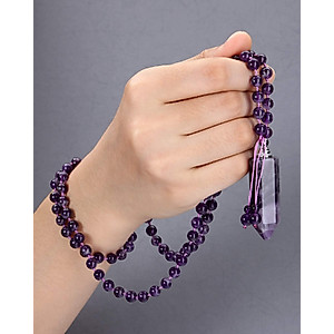 Sunligoo Urn Pendant Necklace for Ashes Cremation Memorial Keepsake Jewelry Healing Crystal Amethyst Point Pendant Natural Stone Beads Necklaces for Women