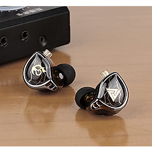 Linsoul QKZ x HBB 10mm Titanium-Coated Diaphragm HiFi in-Ear Monitor Earphones with Semi-Open Cavity, Detachable 2Pin Silver-Plated Cable, Noise Canceling for Audiophile (Black, Without Mic)