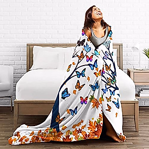 Butterfly Blanket Soft Lightweight Flannel Fleece Cartoon Throw Blankets Bedding for Bed Sofa Couch Chair Travel 50"X40"