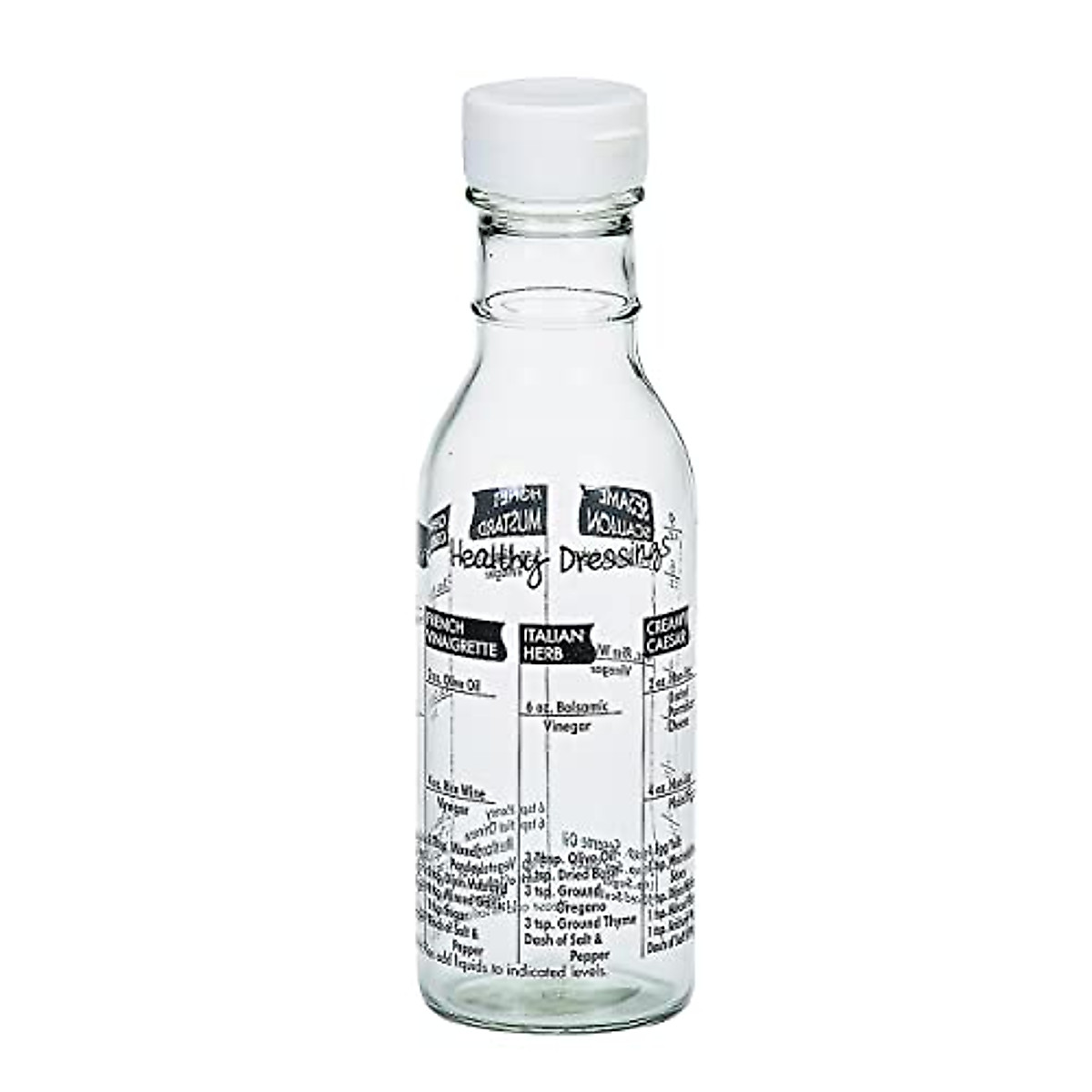 CUISINOX Glass Salad Dressing Shaker Bottle, 8.3" x 2.54", White