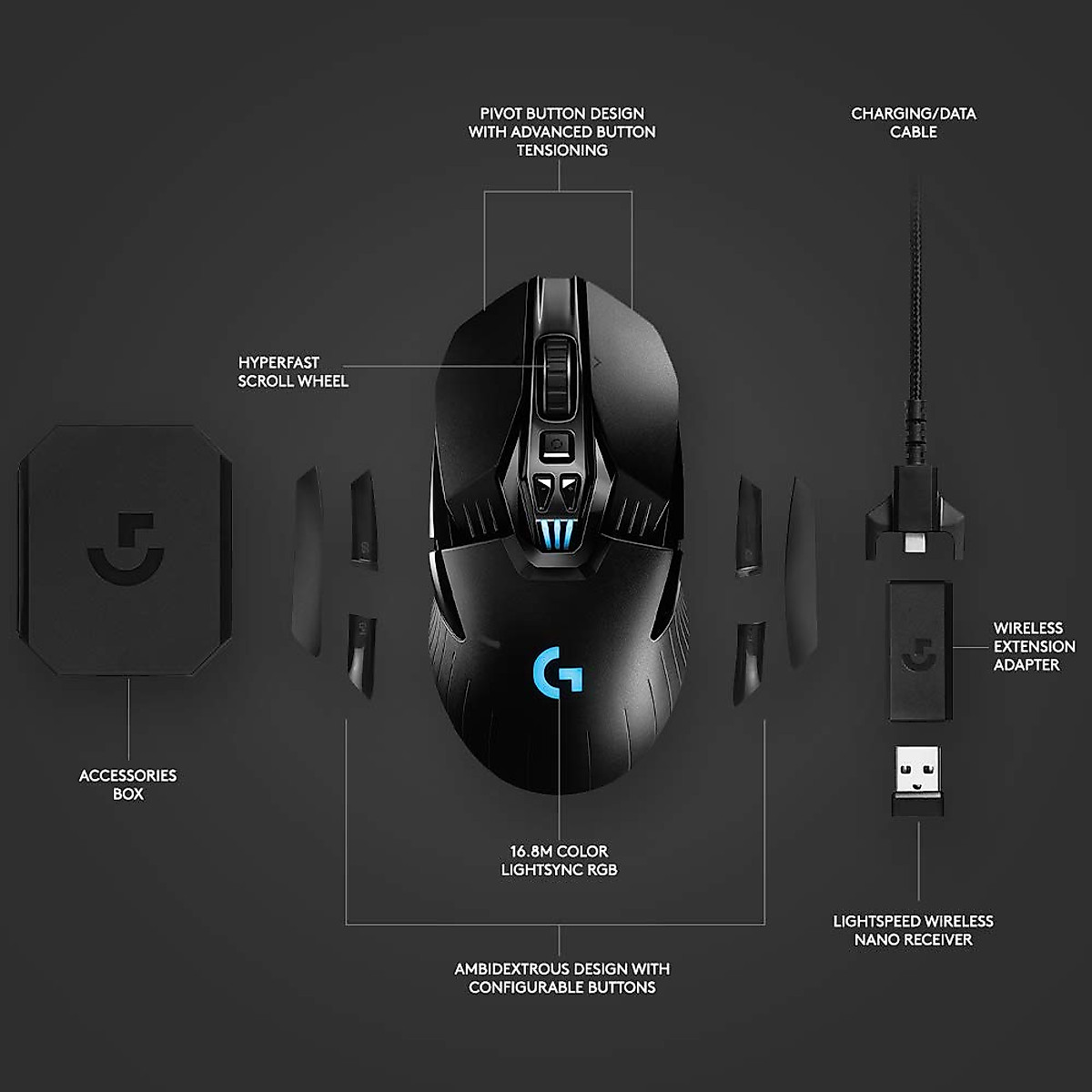 Logitech G903 Lightspeed Wireless Gaming Mouse & G613 Lightspeed Wireless Mechanical Gaming Keyboard, Multihost 2.4 GHz + Blutooth Connectivity - Black