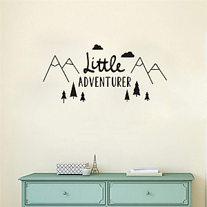 The Tribal Mountain Little Adventure Wall Sticker Art Travel Adventures Mountains Wall Decal for Kids Room Nursery Room Bedroom Wall Art Murals Removable Boys Wall Poster QQ198 (57X27CM)