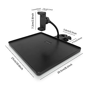 Auhafaly Plastic Microphone Stand Tray Stage Concert Performance Vocal Guitar Accessory with Drink Holder and Microphone Holder