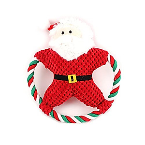Yjcnelcr Dog Christmas Toy Santa Plush Rope Toy Stuffed Chew for Dogs Dental Care
