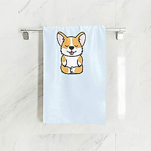 ALAZA Microfiber Gym Towel Corgi Dog Yoga, Fast Drying Sports Fitness Sweat Facial Washcloth 15 x 30 inch