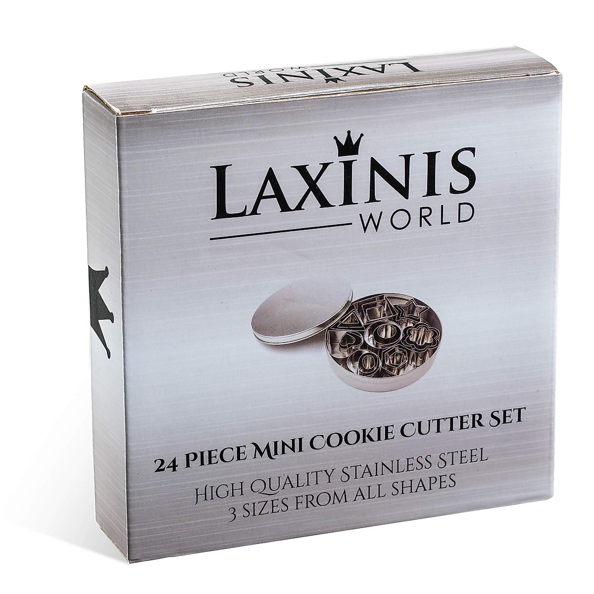 24 Piece Mini Cookie Cutter Set - Heart, Star, Flower, Geometric Shaped Assorted Sizes - Premium Stainless Steel Mini Biscuit Cutters, Fondant, Sugarpaste Cutters