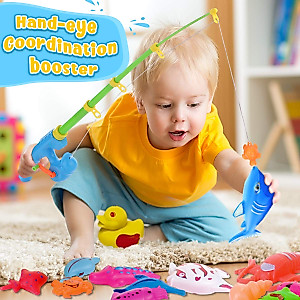 Goody King Magnetic Fishing Game Pool Toys for Kids - Outdoor Indoor Carnival Party Water Bath Toy for Toddlers 1-3 4 5 6 Years Old 2 Players Gift (Medium)