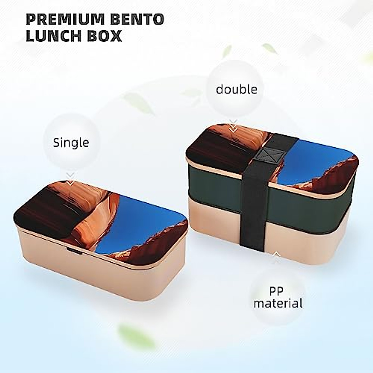Gorge Scenery Adult Lunch Box, Bento Box, With Cutlery Set Of 3, 2 Compartments, Rectangular, Lunch Box For Adults