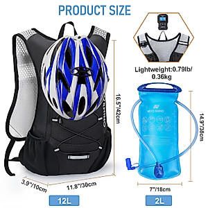 Lightweight Hydration Backpack, Running Backpack with 2L Water Bladder, Hydro Water Daypack for Cycling Hiking Rave for Men Women