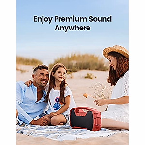 IPX7 Waterproof Bluetooth Speaker, 40W Portable Wireless Speaker, 32H Playtime, Stereo Loud Sound, Deep Bass, Outdoor Speaker with Handle, Bluetooth 5.0, Built-in Mic for Camping,Party,Pool,Beach-Red