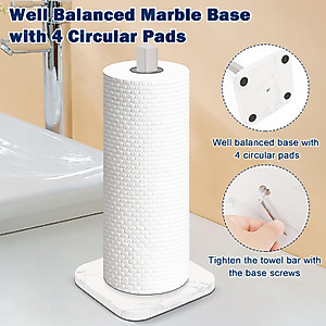 NearMoon Standing Paper Towel Holder, Stainless Steel Square Paper Towel Roll Holder with Marble Base for Bathroom Kitchen Countertop, Standard or Jumbo-Sized Roll Holder (Brushed Gold)