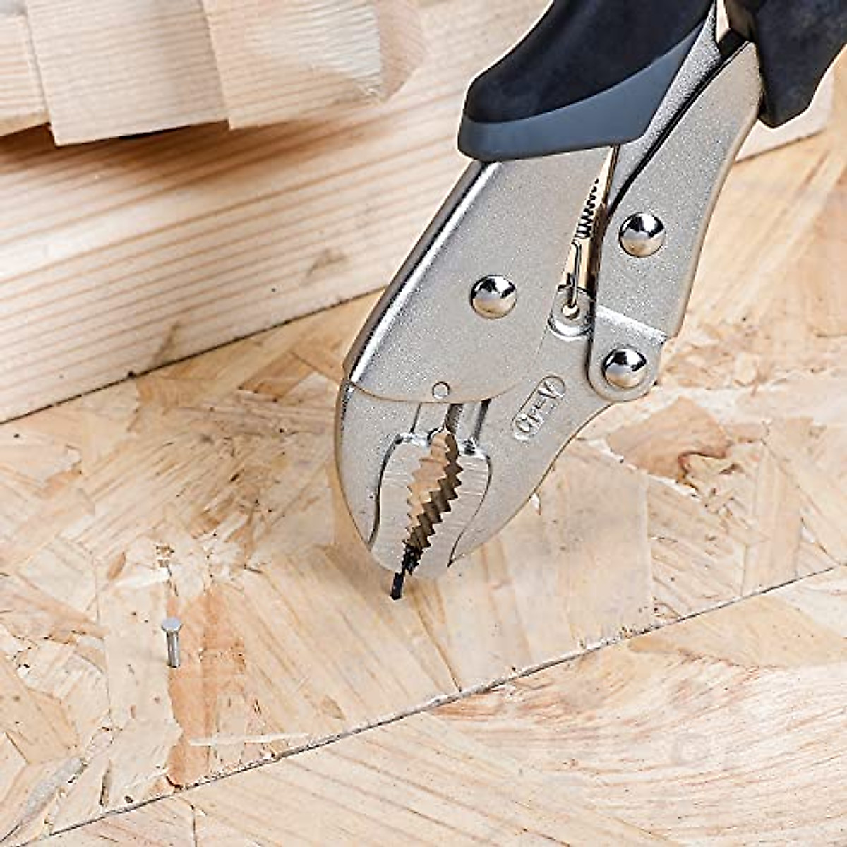 Amazon Basics 4-piece Plier and Wrench Set with 7-Inch Locking Plier, 8-Inch Slip-joint Plier, 8-Inch Groove Joint Plier, and 8-Inch Adjustable Wrench