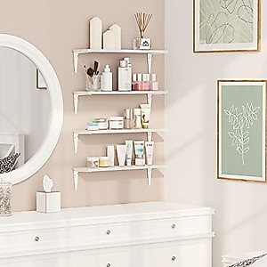 Wallniture Arras Floating Shelves for Bathroom Decor, 24" White Bookshelves for Living Room, Bedroom, Home Office, Organization and Storage Wall Shelf Set of 4