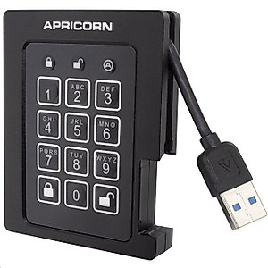 Apricorn 1TB Aegis Padlock SSD 256-Bit, FIPS 140-2 Level 2 Validated Ruggedized USB 3.0 Encrypted External Portable Drive (ASSD-3PL256-1TBF)